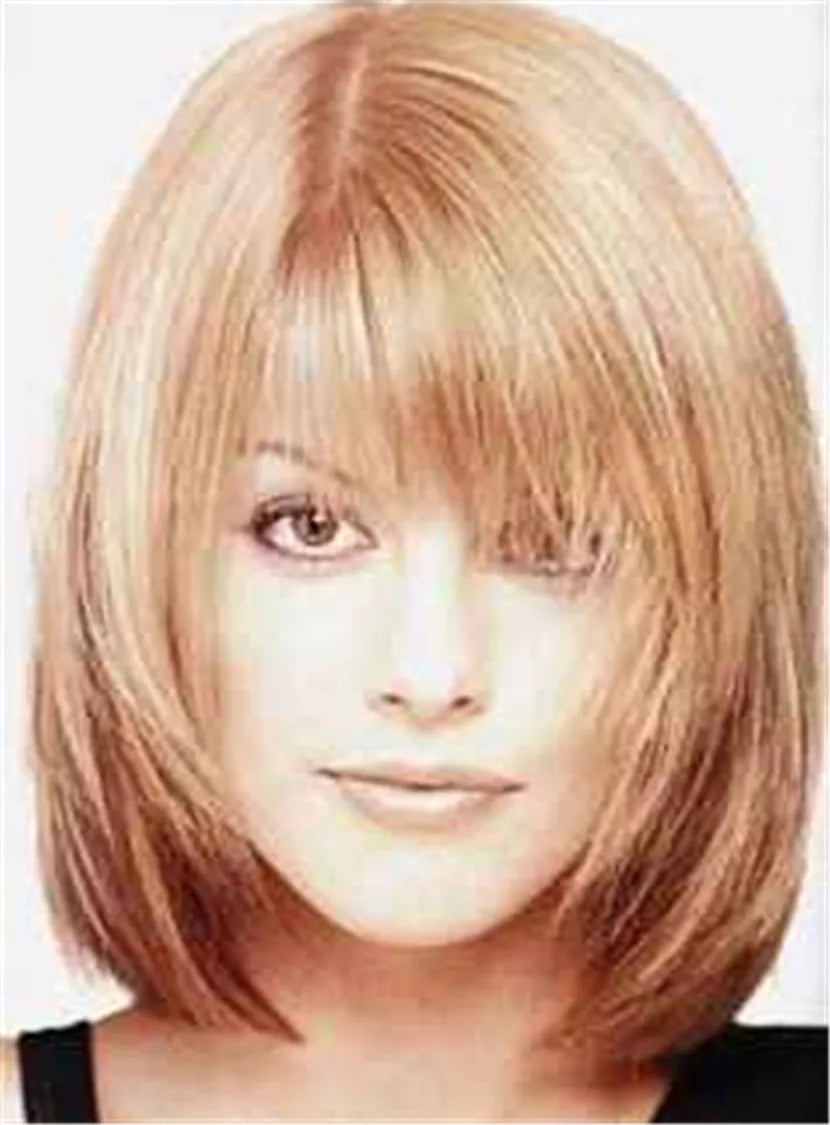 Shaggy Bob Medium Straight Synthetic Hair With Bangs Capless Wigs 12 I ...