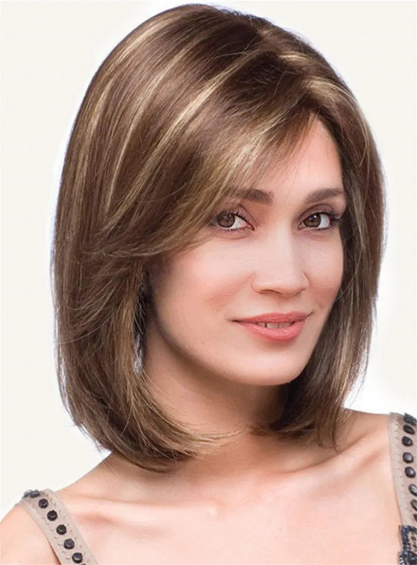 Short Straight Invert Bob Side Fringe Synthetic Capless Wigs 10 Inches ...