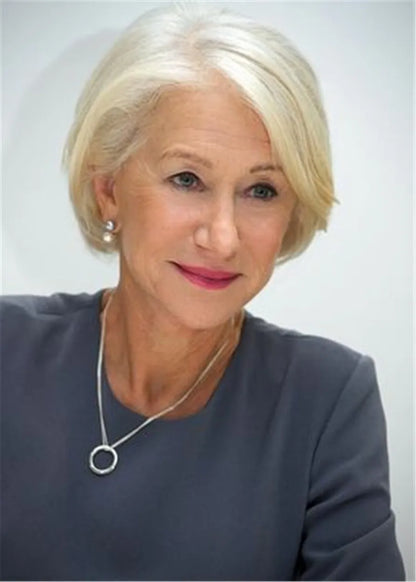 Bob One Side Part White Straight Human Hair Wig Lace Front Cap 8 Inche ...